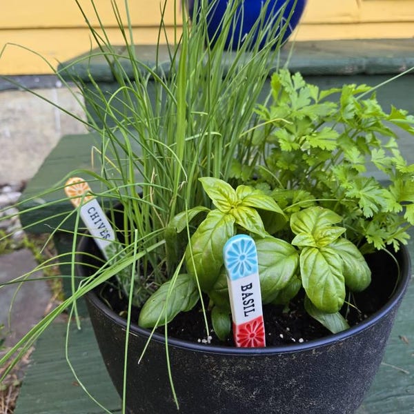One Herb Marker // Herb Tag // Garden Label // Garden Stake // Plant ...