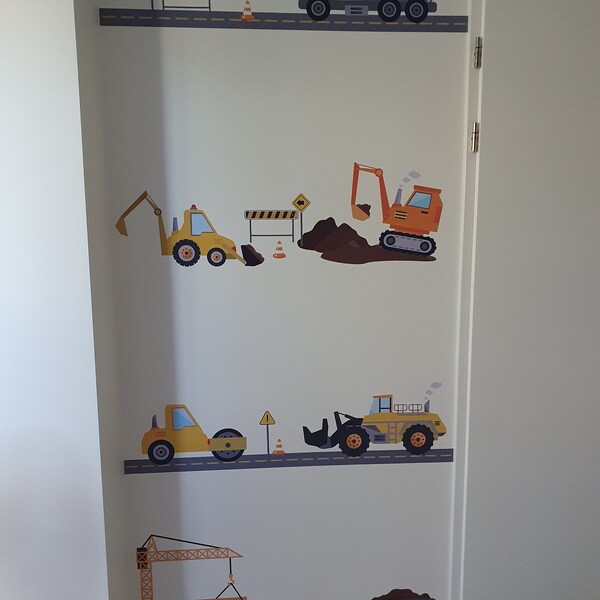 Construction Vehicles Wall Decal, Construction Wall Decal Sticker ...