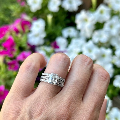 Double Stone Engagement Ring 2 Stone Toi Et Moi Ring Wedding Ring Round ...
