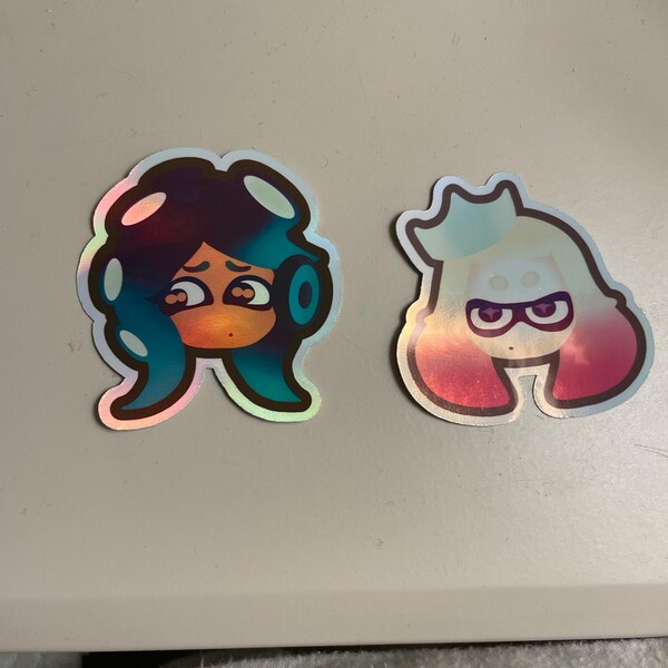 Splatoon Inspired Fan-art Badge Stickers + HOLOGRAPHIC -idols, Shops - Etsy