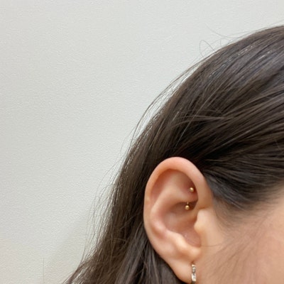 14k Solid Gold Dollar Sign Cartilage Earrings Money Stud - Etsy