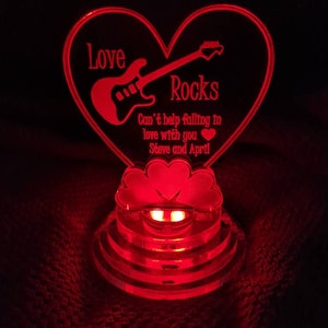Personalized Lighted LED Double Heart Wedding Cake Topper Custom ...