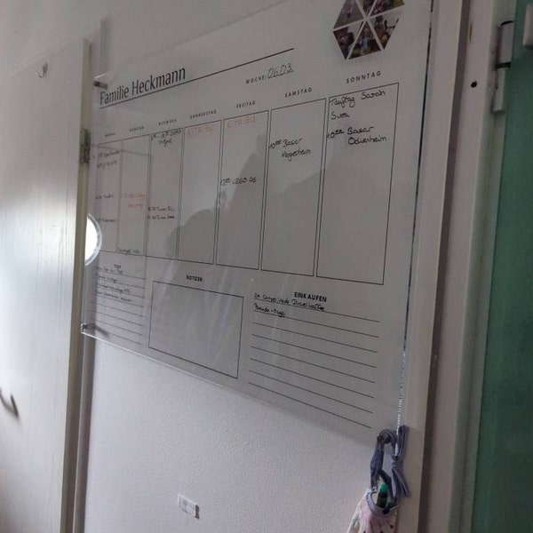 Wochenplaner aus Acrylglas in A3, Wochenplan für die Wand, Acryl Planer ...
