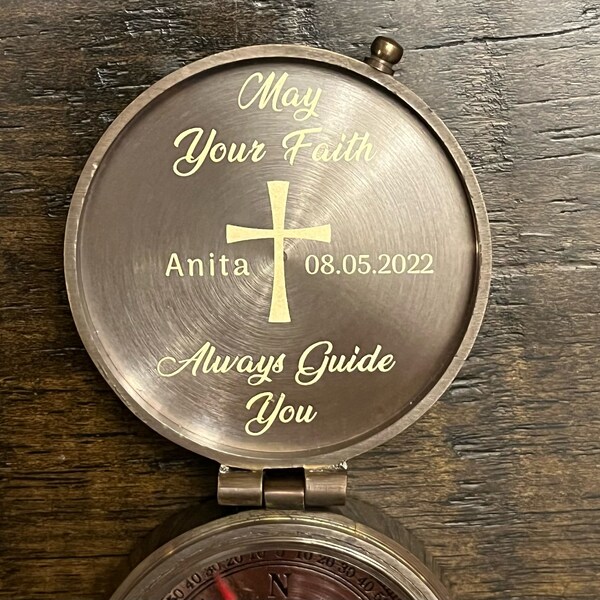 Personalized Compass, Baptism Gift Girl, Engraved Compass, Goddaughter ...