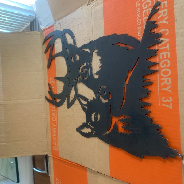 Deer Buck and Doe With Mountain and Woods Scene Metal Cutout - Etsy