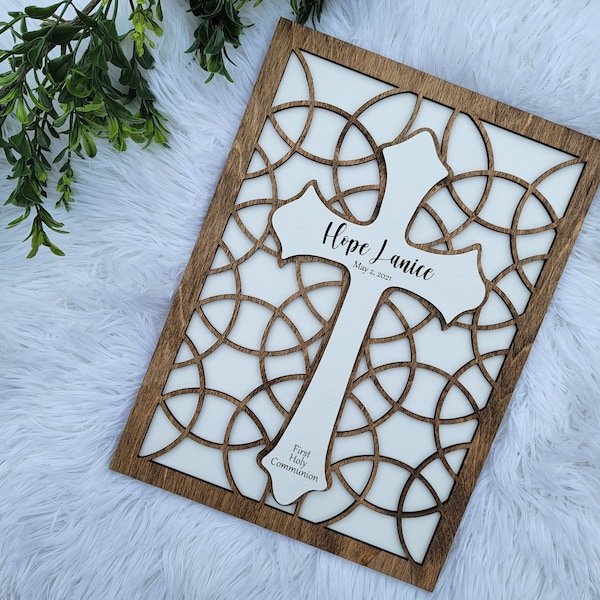 SVG Template Cross Card Baptism First Communion Confirmation Memorial ...