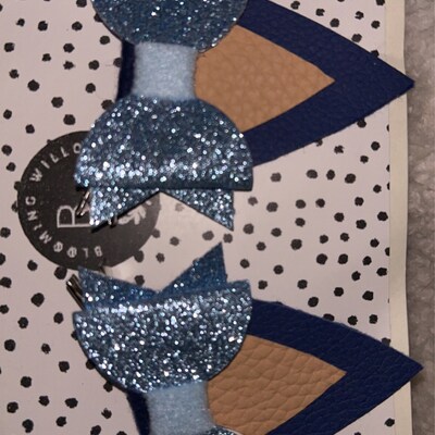 Blue Ear Hair Clips Hair Clip Ears Blue Dog Ears Chunky Glitter Bow ...
