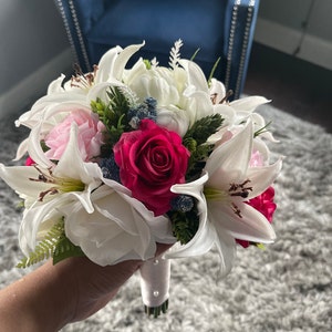 Real Touch Artificial White Ivory Rose Calla Lily Hops Babys | Etsy