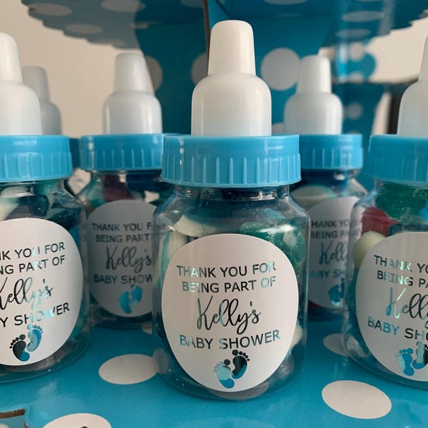 Personalised Welcoming Baby Shower Foiled Stickers. Party Bag Stickers ...