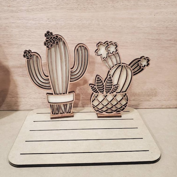 Laser Cut File, Cactus, Layered Cactus, Glowforge, Succulent, Cactus ...