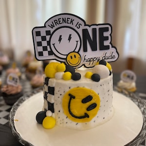 Checkered Smiley Cake Topper Custom Cake Topper Boys - Etsy