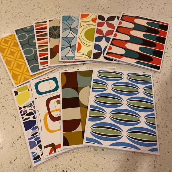 Set of 12 Mid Century Modern Note Cards - Etsy