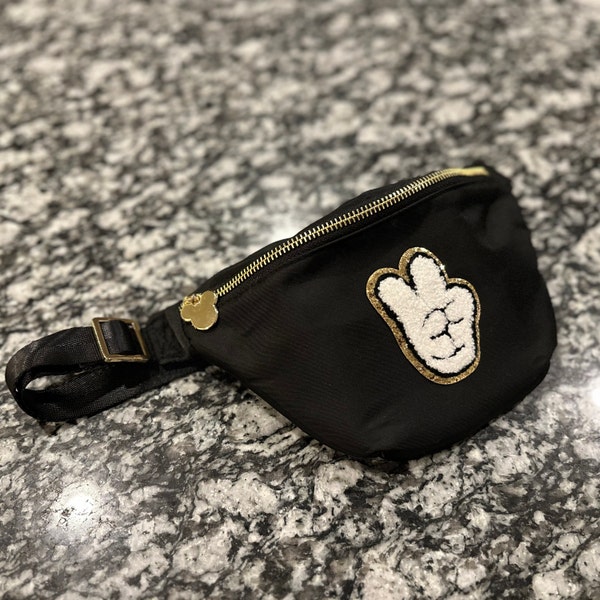 Mickey Peace Sign Hand Chenille Glitter Iron on Patch- Mickey Mouse ...