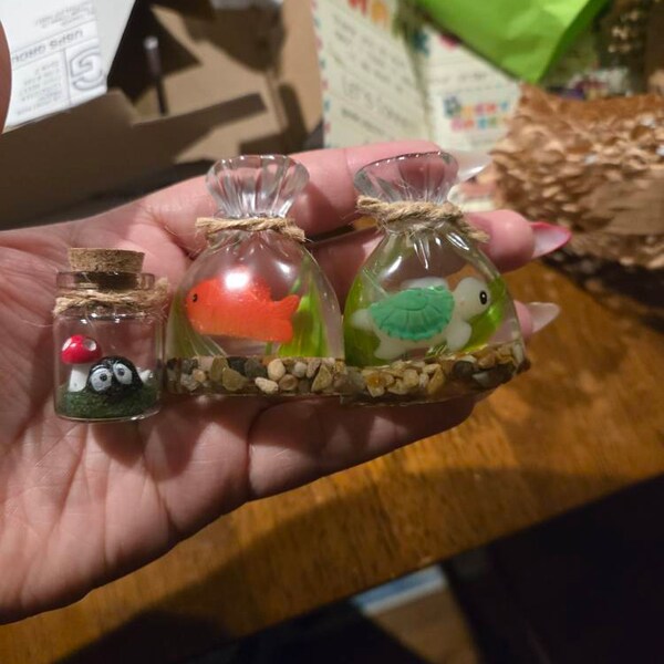 Tiny Handmade Resin Bagged Axolotl Figurine Kawaii Paperweight Cute ...