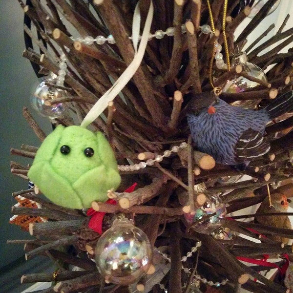 Brussel Sprout Bauble Needle Felted Christmas Decoration Handmade From ...