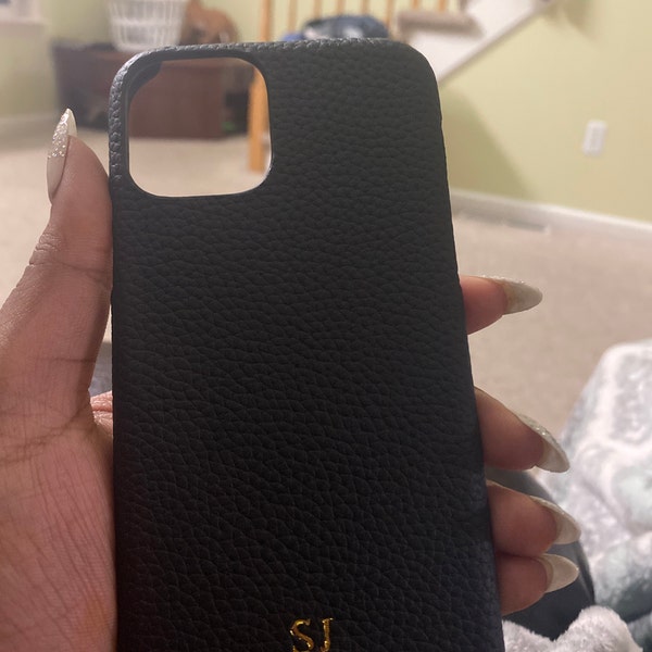 Personalized Pebble Leather iPhone Case: Embossed Initial Monogram - Etsy