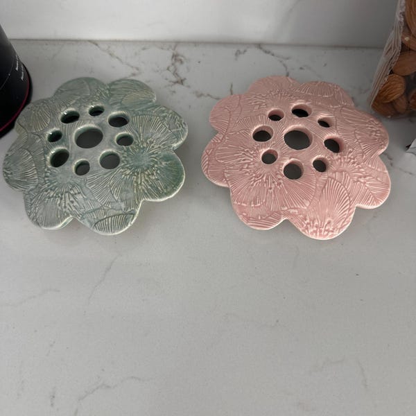 Ceramic Flower Frog: Mason Jar/vase Topper, Floral Arranger - Screw On ...