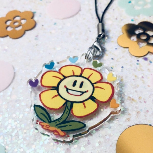 Undertale Flowey 1.5" Doubled Sided Acrylic Charm - Keychain or Cell ...