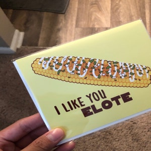 Funny Elote Love Card i Like You Elote Mexican Street Corn, Foodie ...