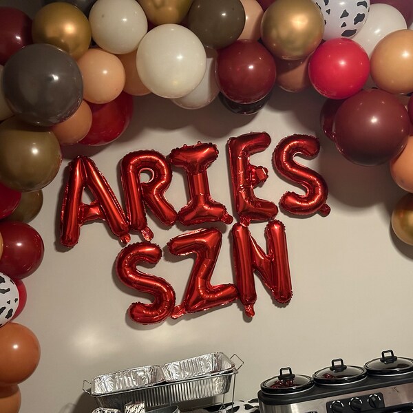 ARIES SZN Letter Balloon Banner 10 Color Options Aries Birthday Party ...