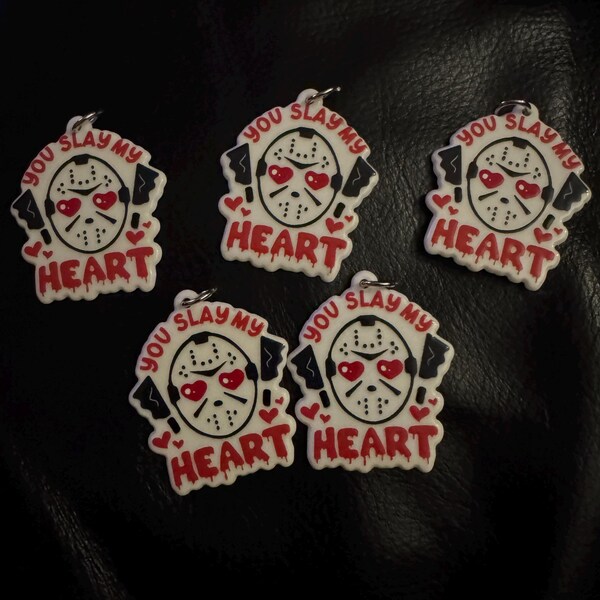 Black and Red Halloween Acrylic Charms Call Me Horror Queen Heart OUIJA ...