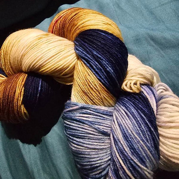 Dragonfly in Amber - Blue, Gold, Yellow, White Merino Nylon Yarn ...