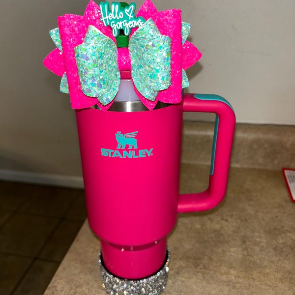 Stanley Tumbler Bow Straw Topper Pink Blue Black White Stanley Cup Bow ...
