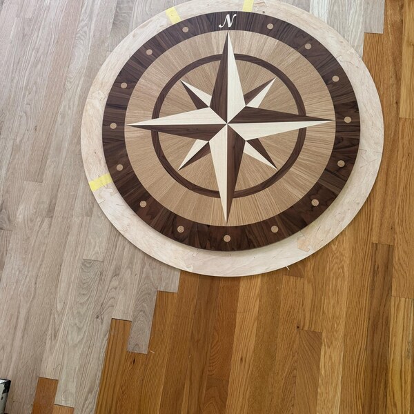 Wooden Floor Inlay Wood Floor Medallion Hardwoods Atwoodgoods Handmade ...