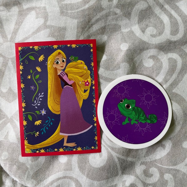 Sticker Tangled Enredados matte mirror Rapunzel family familia Eugene ...
