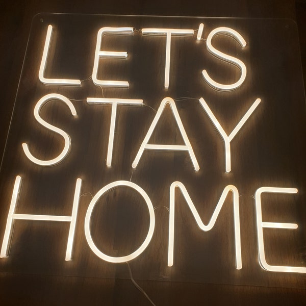 Let's Stay Home Neon Sign,home Decor Living Room Kitchen Wall ...