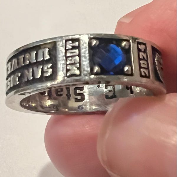 University Graduation Ring, Class Band College Ring, Personalized ...