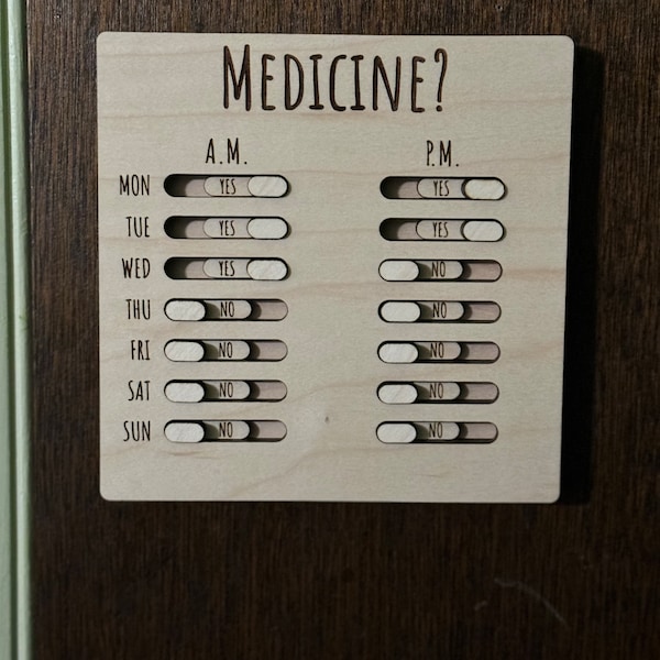 Wood Daily Medication Tracker - Pill Reminder Supplies - Wood Toggle ...