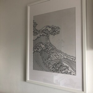 Japanese Wave Print Line Art Line Art Poster Waves Line Drawing Print ...