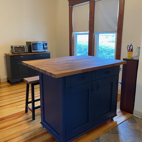 Lexie Kitchen Island, Custom Butcher Block Kitchen Island With Seating ...