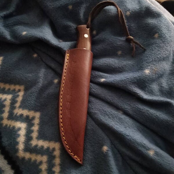 Hand Forge Bushcraft Knife With Sheath | Rosewood Fixed Blade Custom Knife | Hunting Knife ...