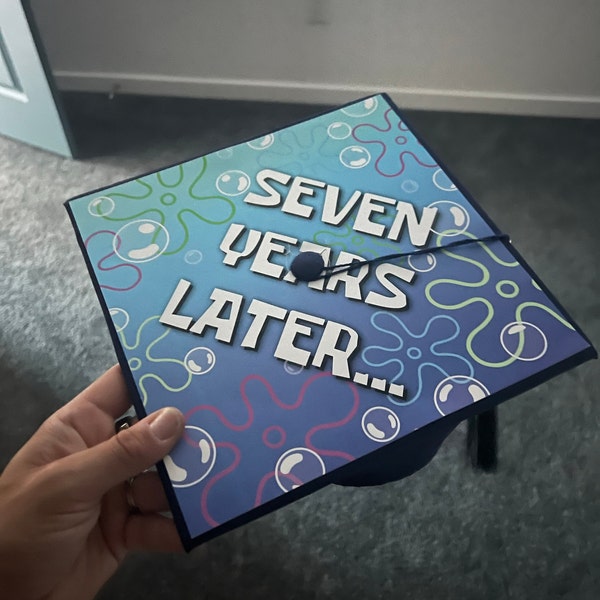 Custom Grad Cap Topper Four Years Later Funny Cartoon Graduation - Etsy