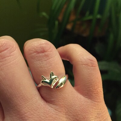 925 Sterling Silver Fox Adjustable Ring, Adjustable Ring, Fox Ring ...