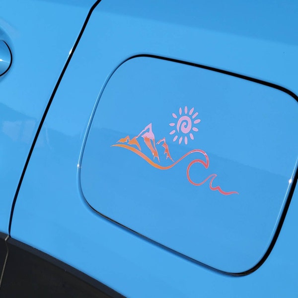 Mountain Sun Wave Decal - Nature Lover's Vinyl Sticker, Outdoor ...