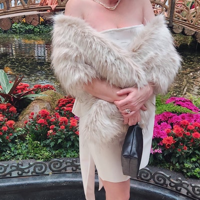 Blush Nude Faux Fur Bridal Wrap, Wedding Fur Shrug, Bridal Fur, Fur ...