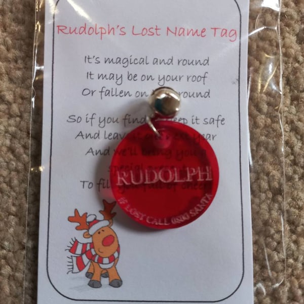 Rudolph's Lost Name Tag Christmas Magic Eve Gift Kids Fun Novelty ...