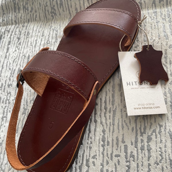 Leather Sandals Men, Brown Slingback Sandals, Greek Handmade Sandals ...
