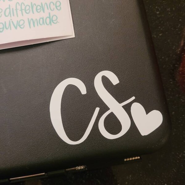 Initials Decal, Initial Stickers Initials Monogram Decal, Heart Initial ...