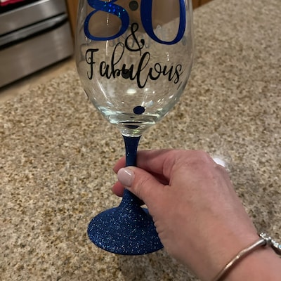 60th Birthday Glass / 60th Birthday Gift / Glitter Wine Glass - Etsy