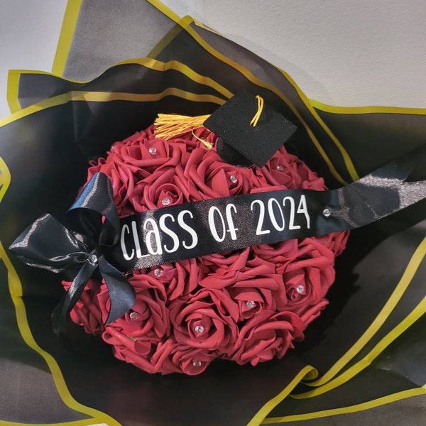 Red Rose Graduation Flower Bouquet Personalized Graduation Gift - Etsy