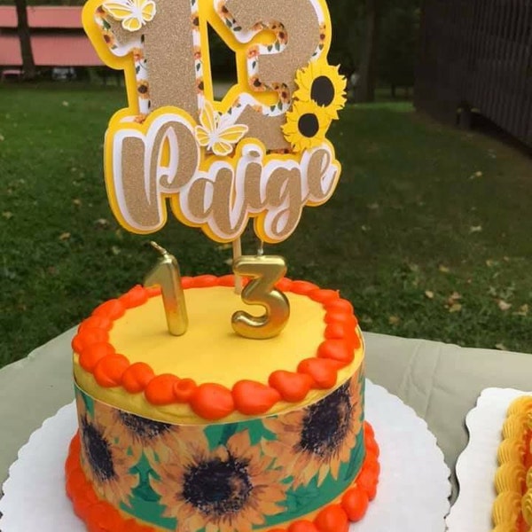 Custom Sunflower Cake Topper , Sunflower Cake Topper , Sunflower ...