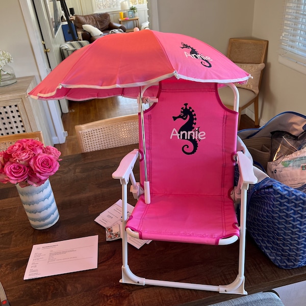 KIDS BEACH Chair/camp Chair/personalized Folding Chair/childs Beach ...