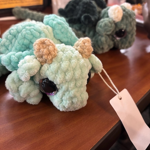 One Crochet Small Baby Dragon Plushie, Handmade Stuffie, Personalised Colours, Amigurumi Toy ...