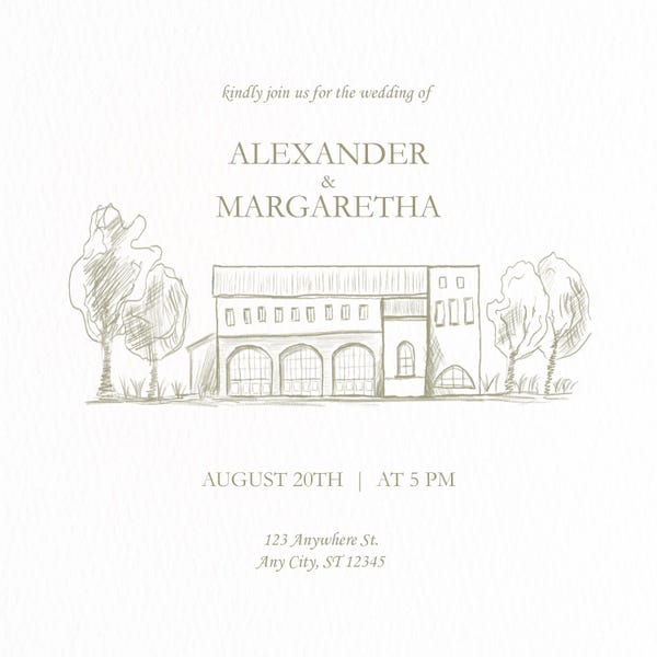 Wedding Venue Hand Drawn Sketch, Digital File, Digital Wedding Venue ...