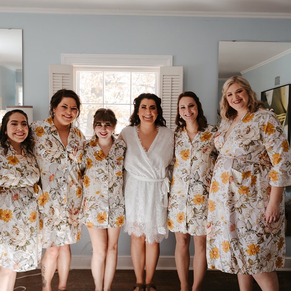 Vintage Garden Floral Bridesmaid Robes | Bohemian Wedding Robe | Barn ...