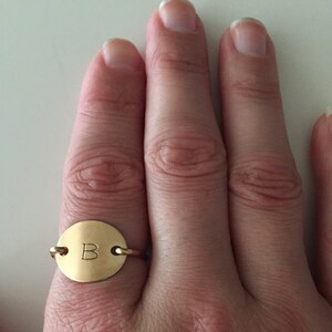 Gold Stamped Initial Ring, Monogram, Gold Filled, Personalized Signet ...
